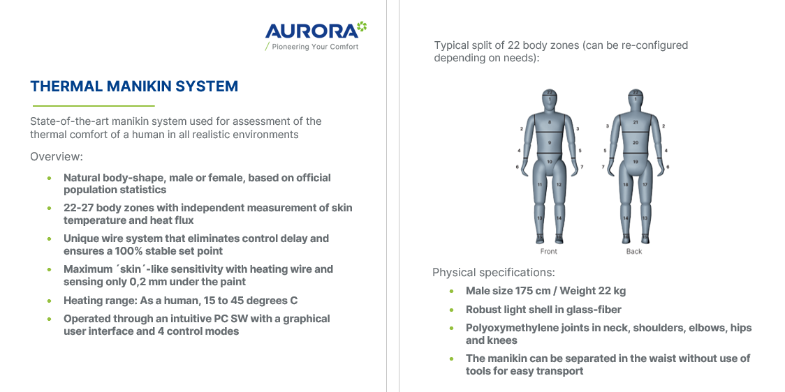 THERMAL MANIKIN SYSTEM: Auretta Komfort - AURORA